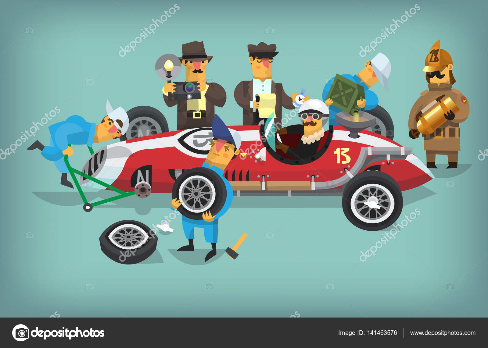 Pit Crew Cartoon