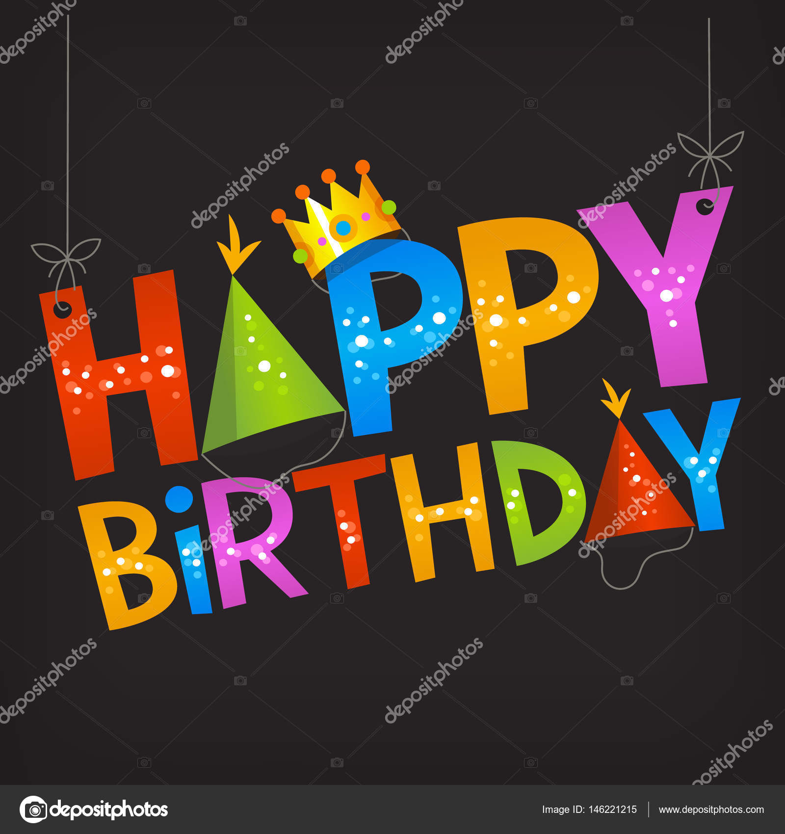 Feliz cumpleaños signo de texto Vector de stock #146221215 de ©snegok13