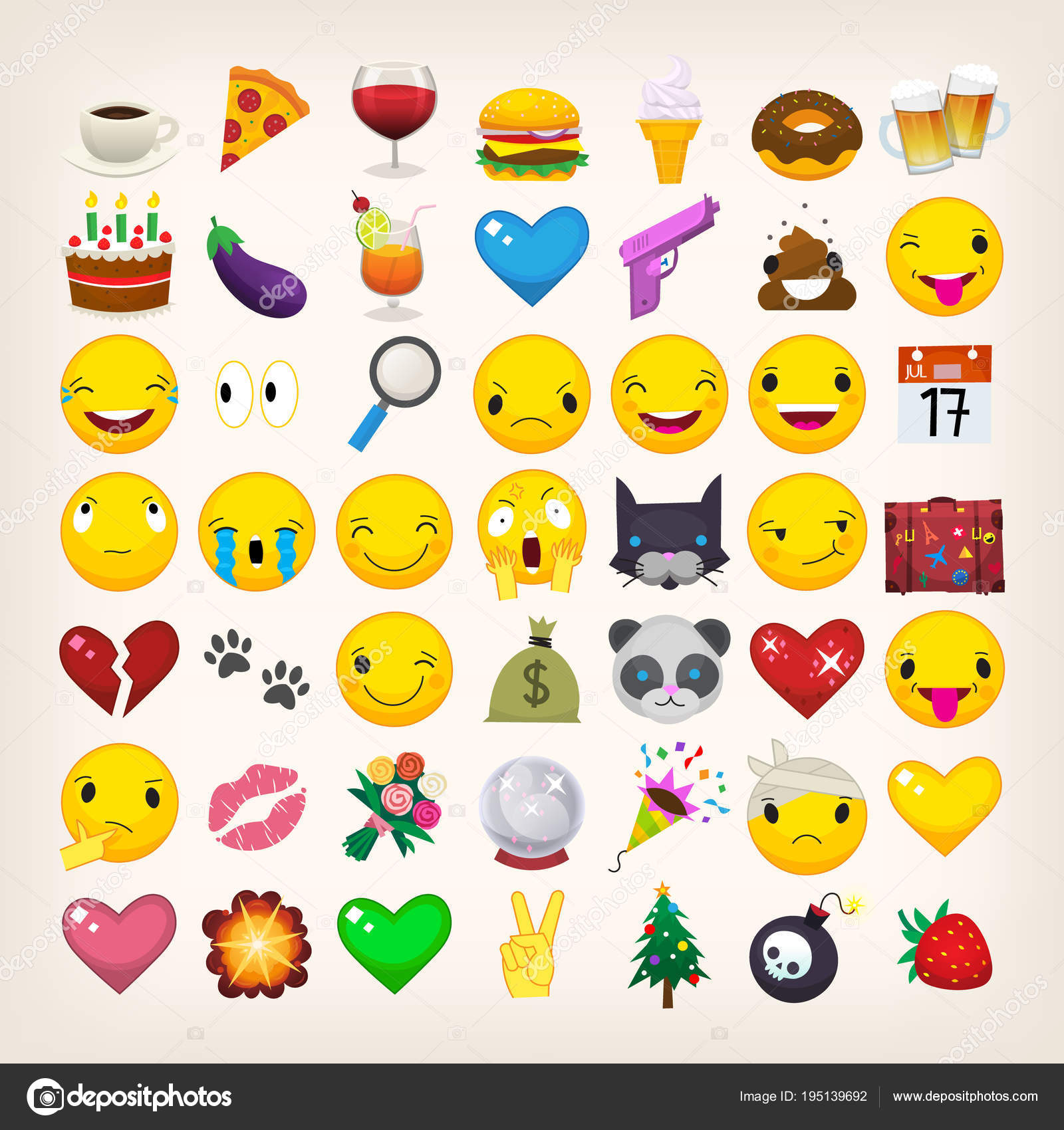 Emojis and emoticons Stock Vector Image by ©snegok13 #195139692