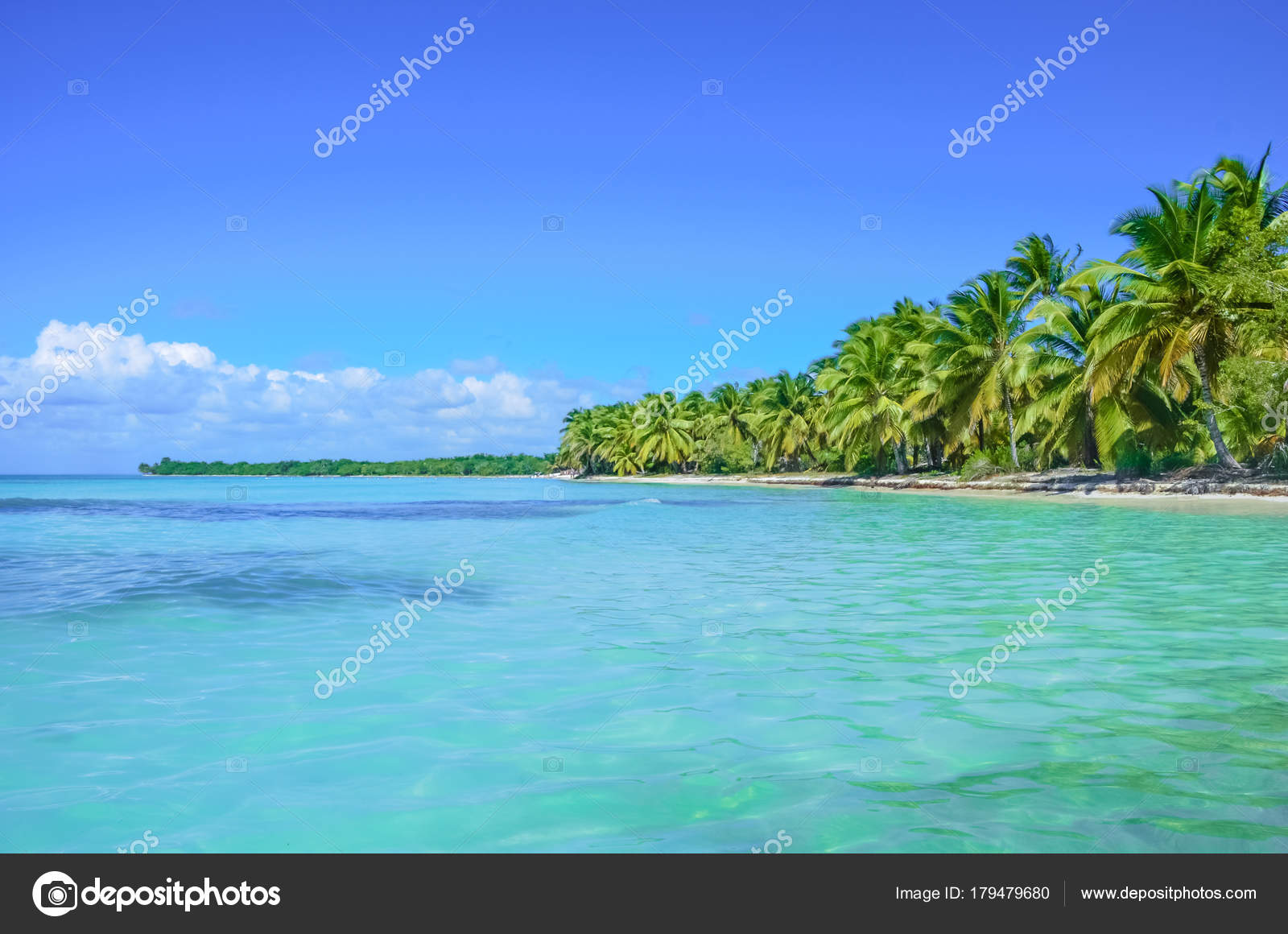Tropical beach lagoon with palm trees. Thailand tourism panorama of ...