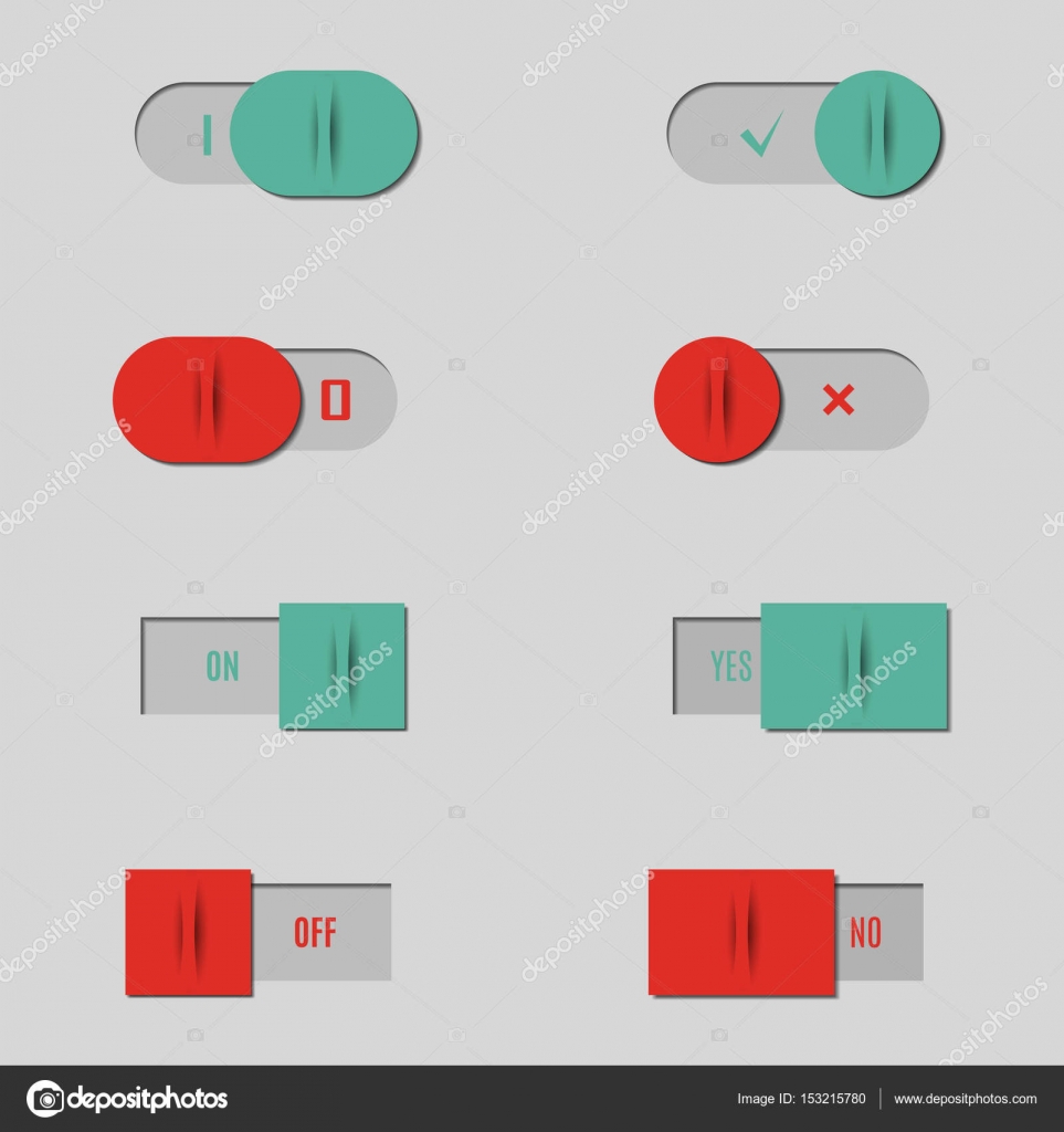 Set of buttons and switches, vector illustration. Stock Vector Image by ...