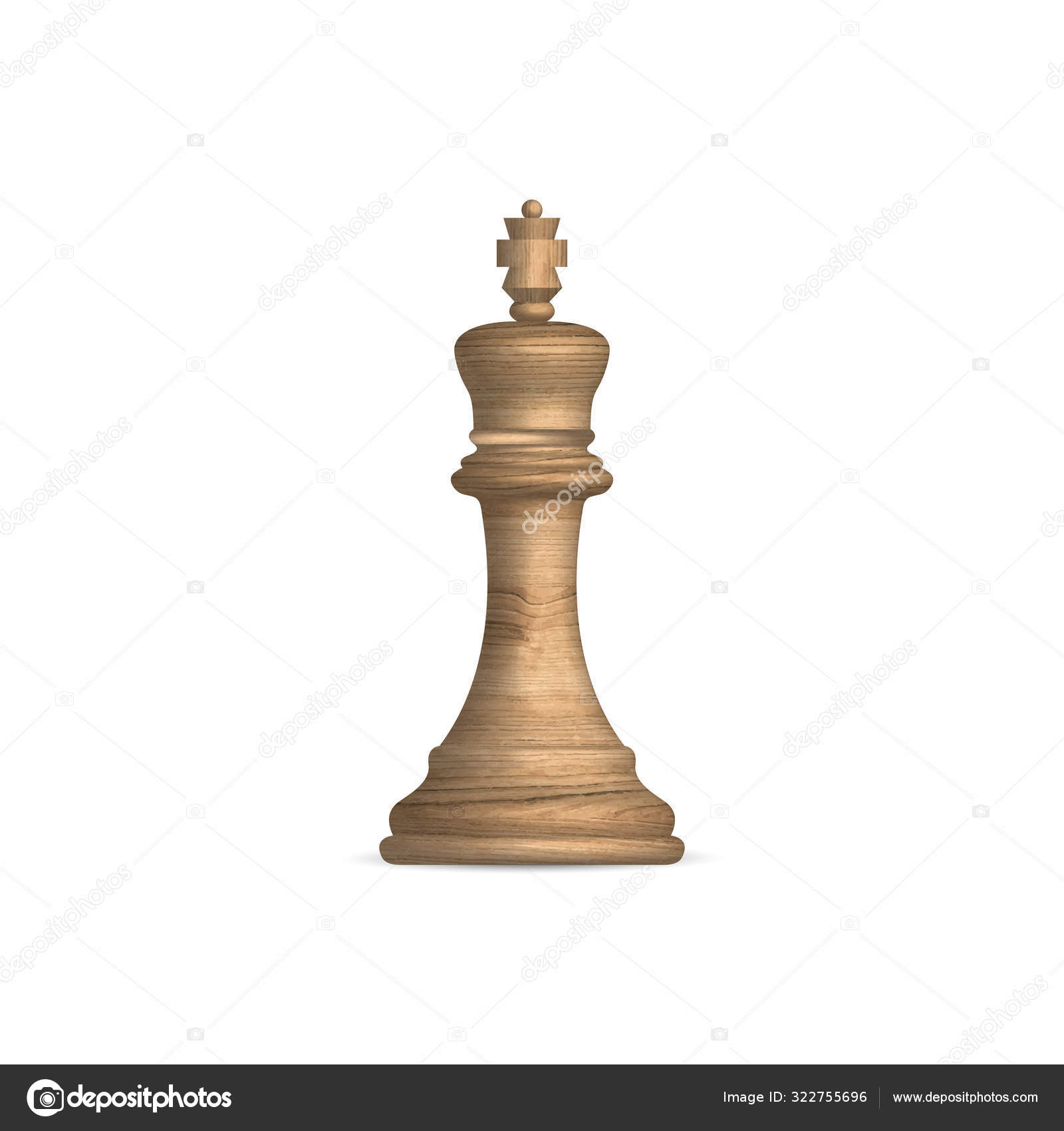 White wooden chess piece king, vector illustration. Stock Vector by ...