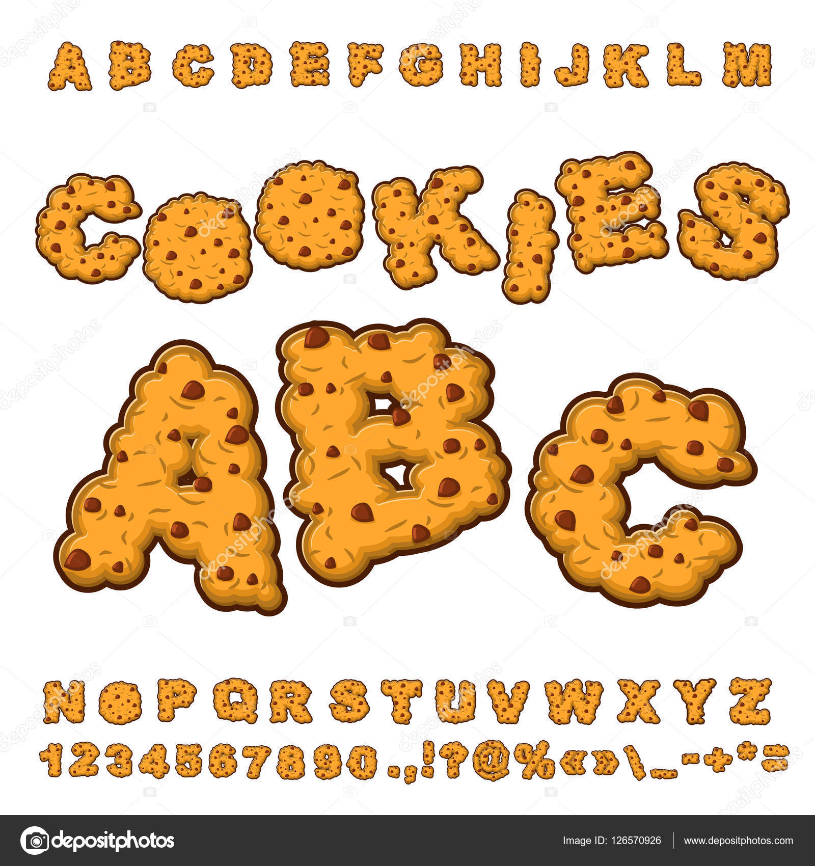 Fuente Cookies. Letras de comida. Tipografía comestible. Hornear ABC ...