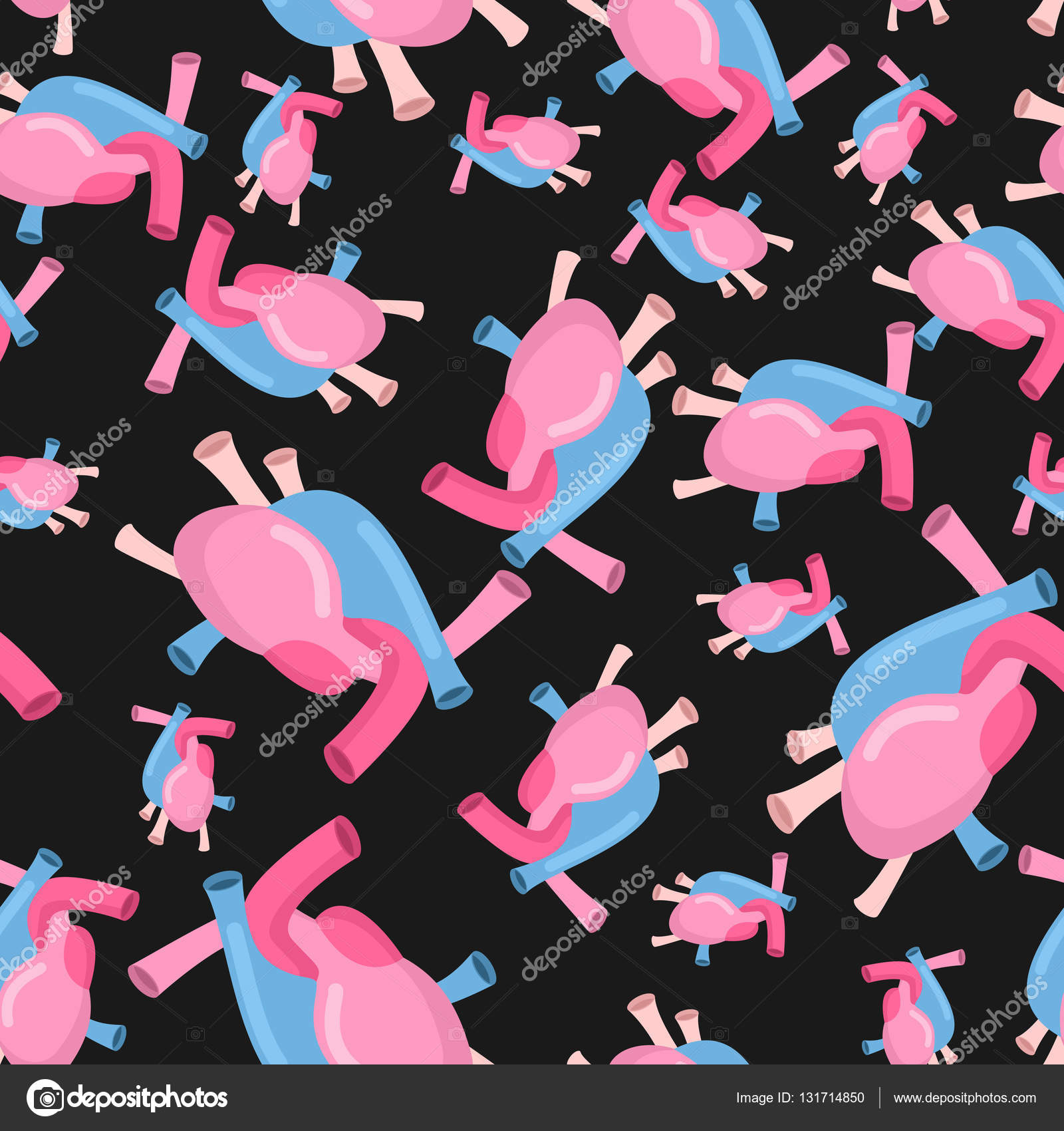 Heart anatomy body seamless pattern. Atrial and ventricular patt Stock ...