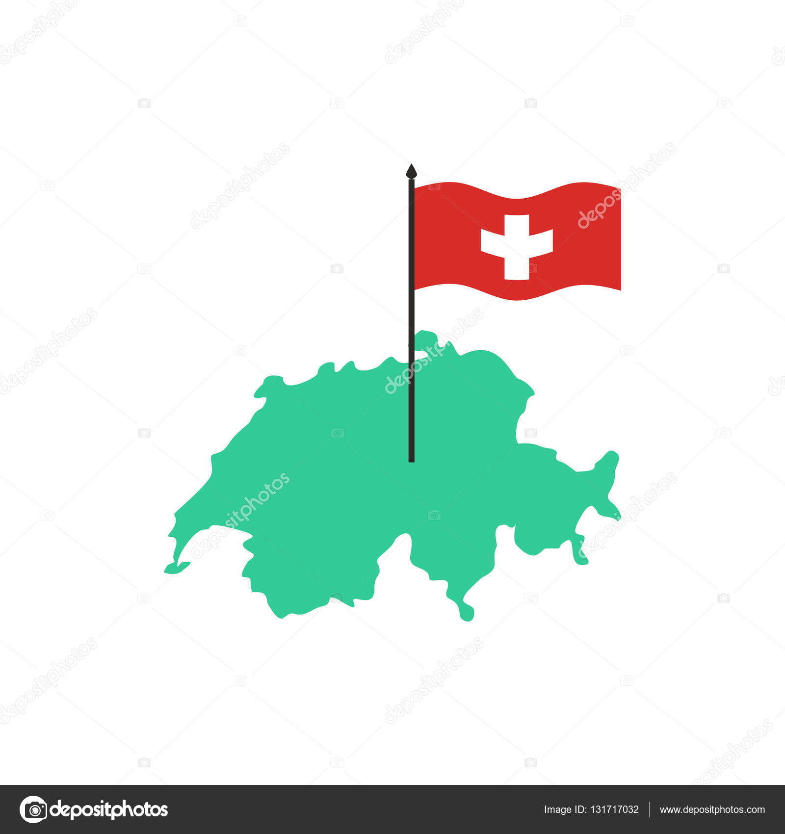 Peta Swiss dan bendera. Tanda Swiss State. Geografi negara Vektor Stok ...
