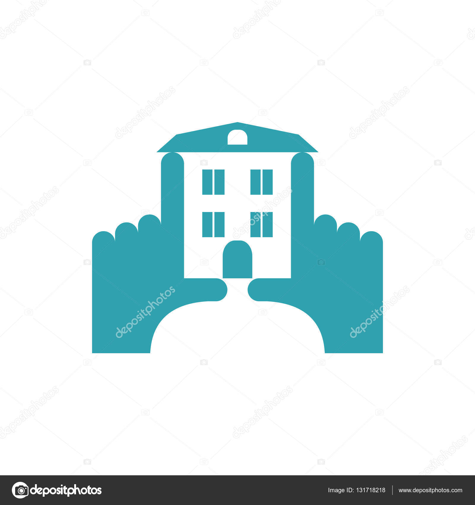 Hands and building construction logo. Pointing fingers frame. Vi Stock ...