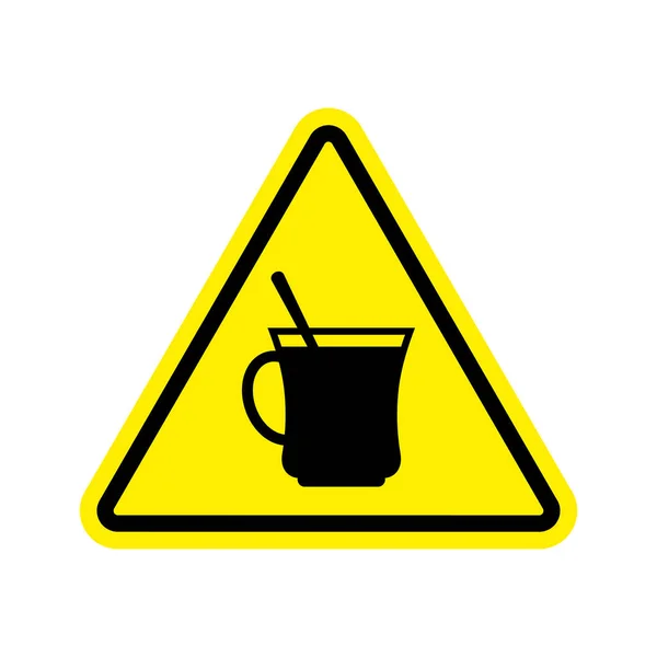 Warning sign attention hot coffee. Hazard yellow sign of drinkin Stock ...