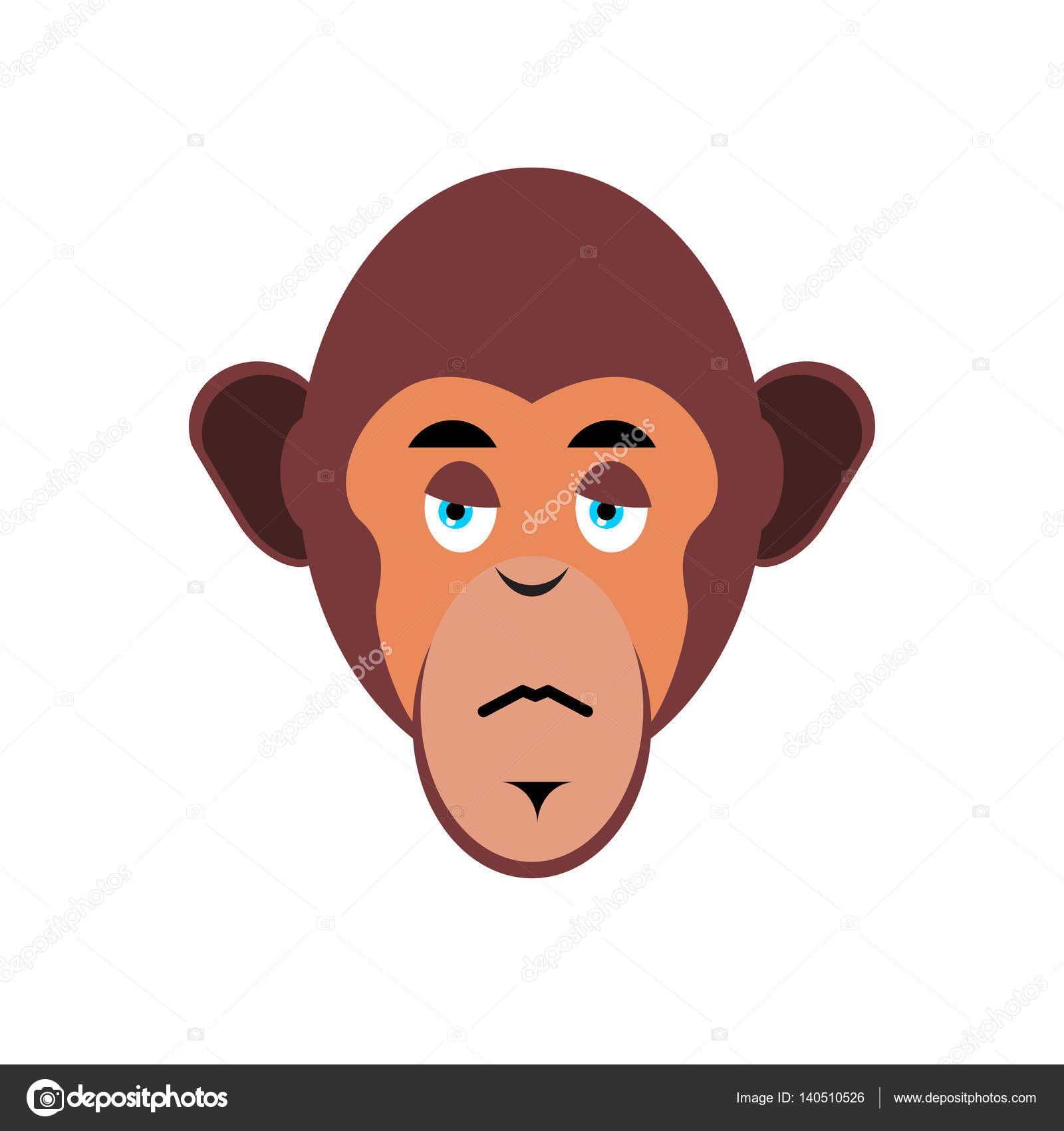Abe trist Emoji. Marmoset ulykkelige følelser isoleret. art af asiatisk ...