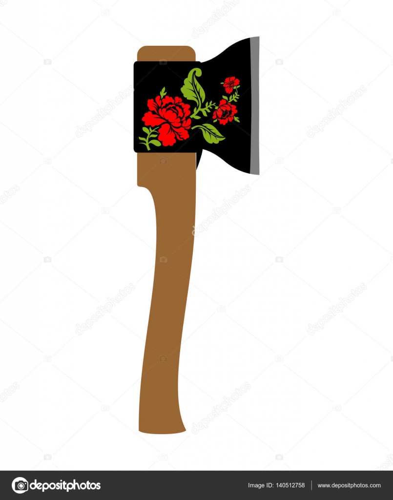 Russian ax. National folk tool in Russia. Axe and wooden handle Stock ...