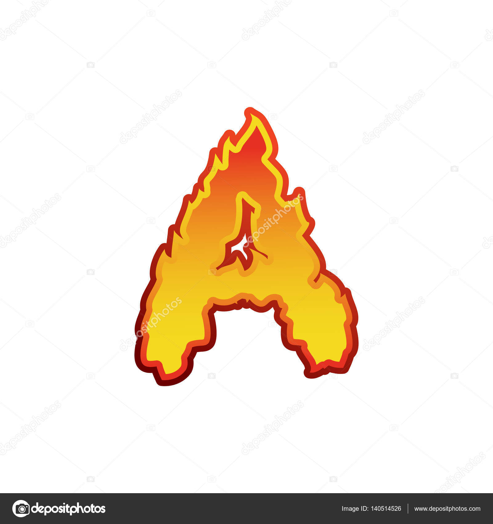 Letra A fuego. Flames font lettering. Carácter del alfabeto del tatuaje ...