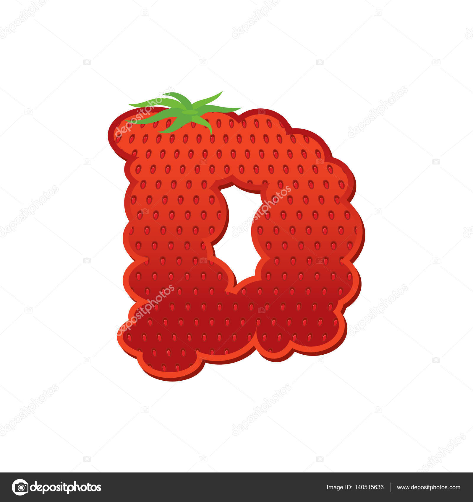 Letter D Strawberry font. Red Berry lettering alphabet. Fruits A Stock ...