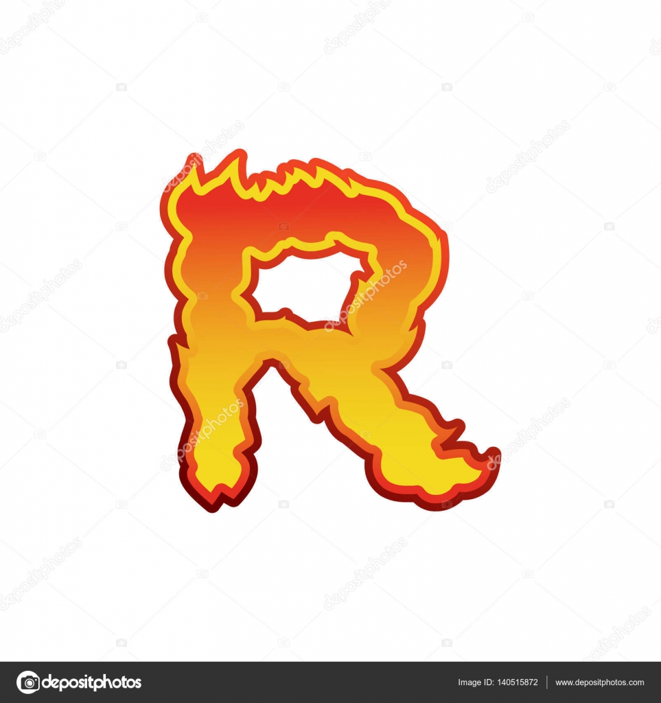 Letter R fire. Flames font lettering. Tattoo alphabet character ...