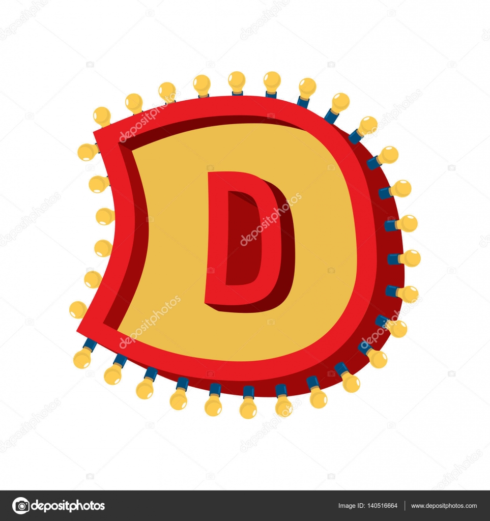 Letter D lamp glowing font. Vintage light bulb alphabet. Retro A Stock ...