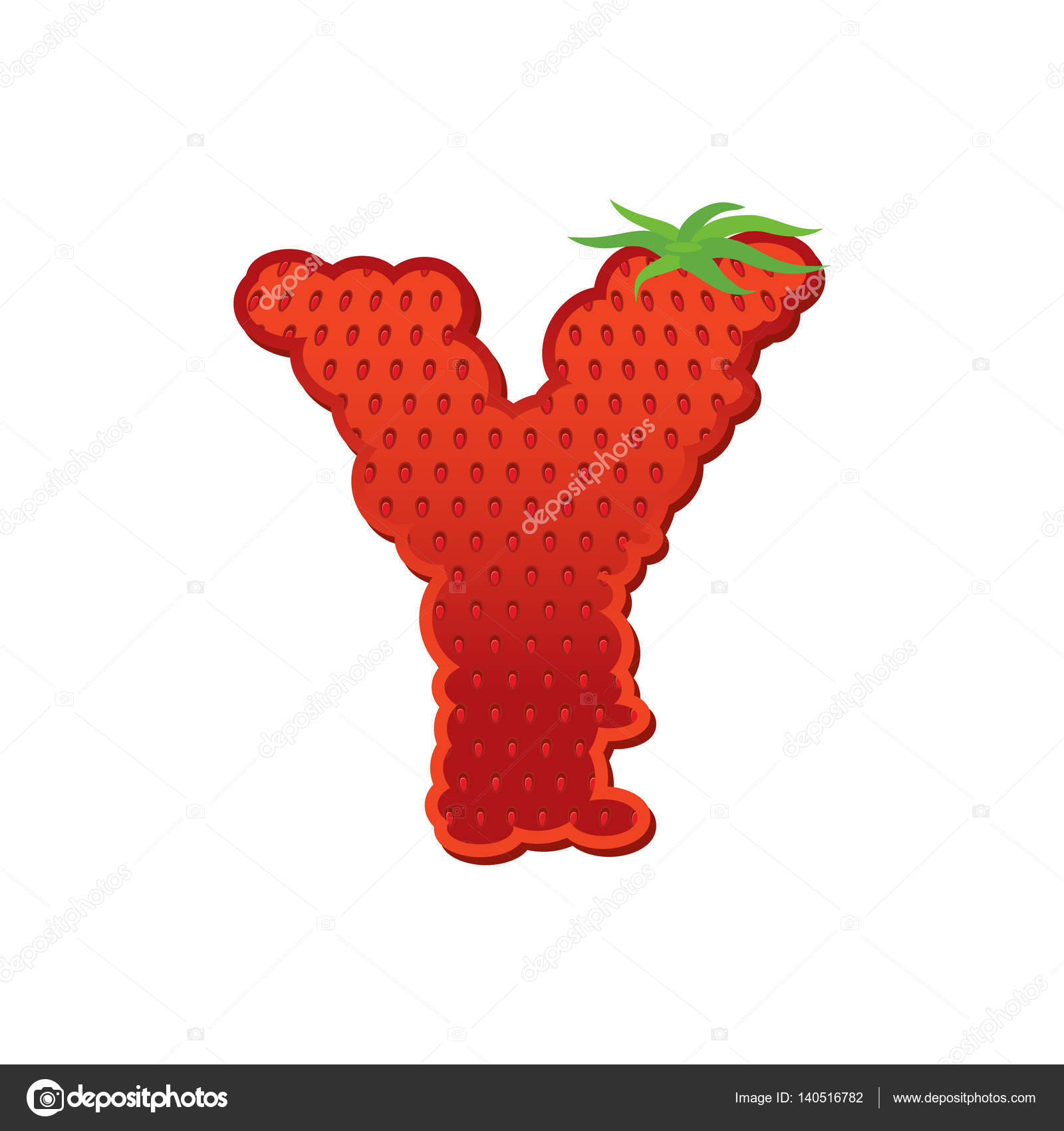 Letter Y Strawberry font. Red Berry lettering alphabet. Fruits A Stock ...