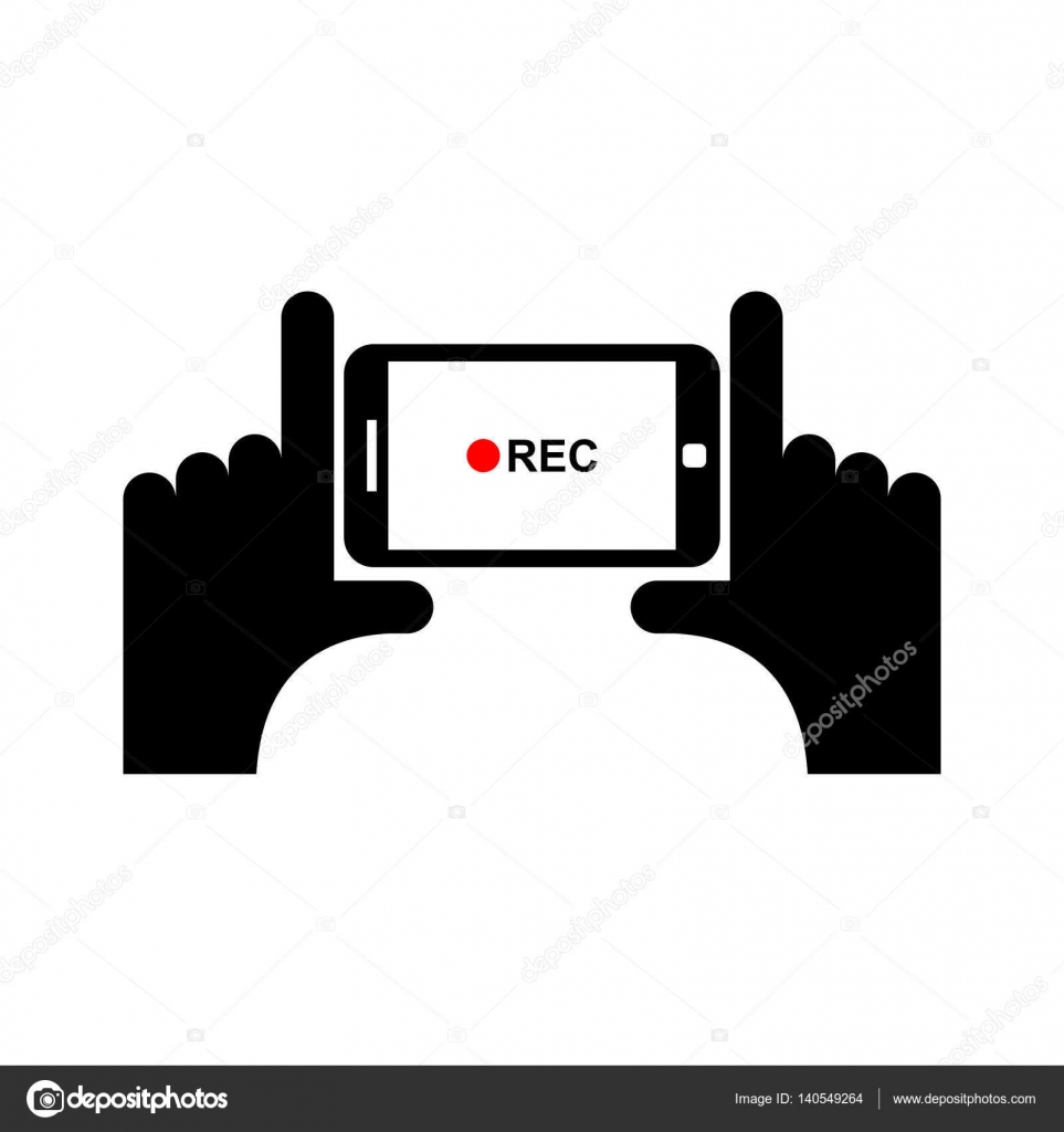 Horizontal video sign. Hand and smartphone to shoot video Stock Vector ...