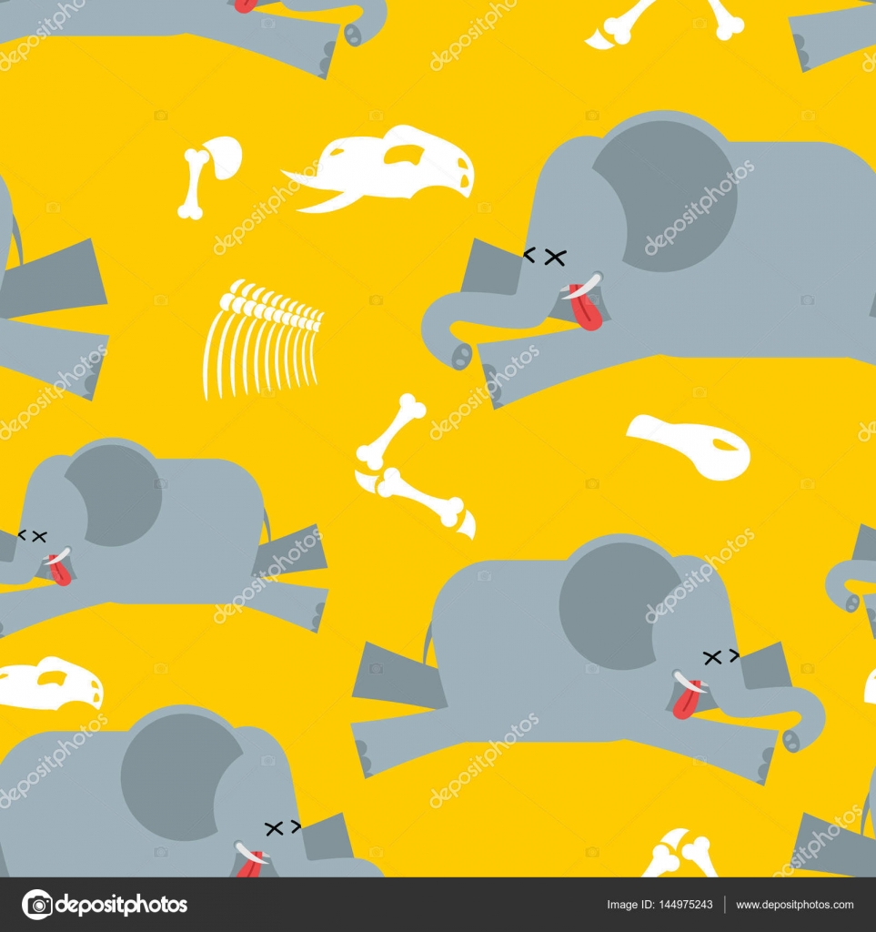 Cemetery elephants seamless pattern. Dead African animal backgro Stock ...