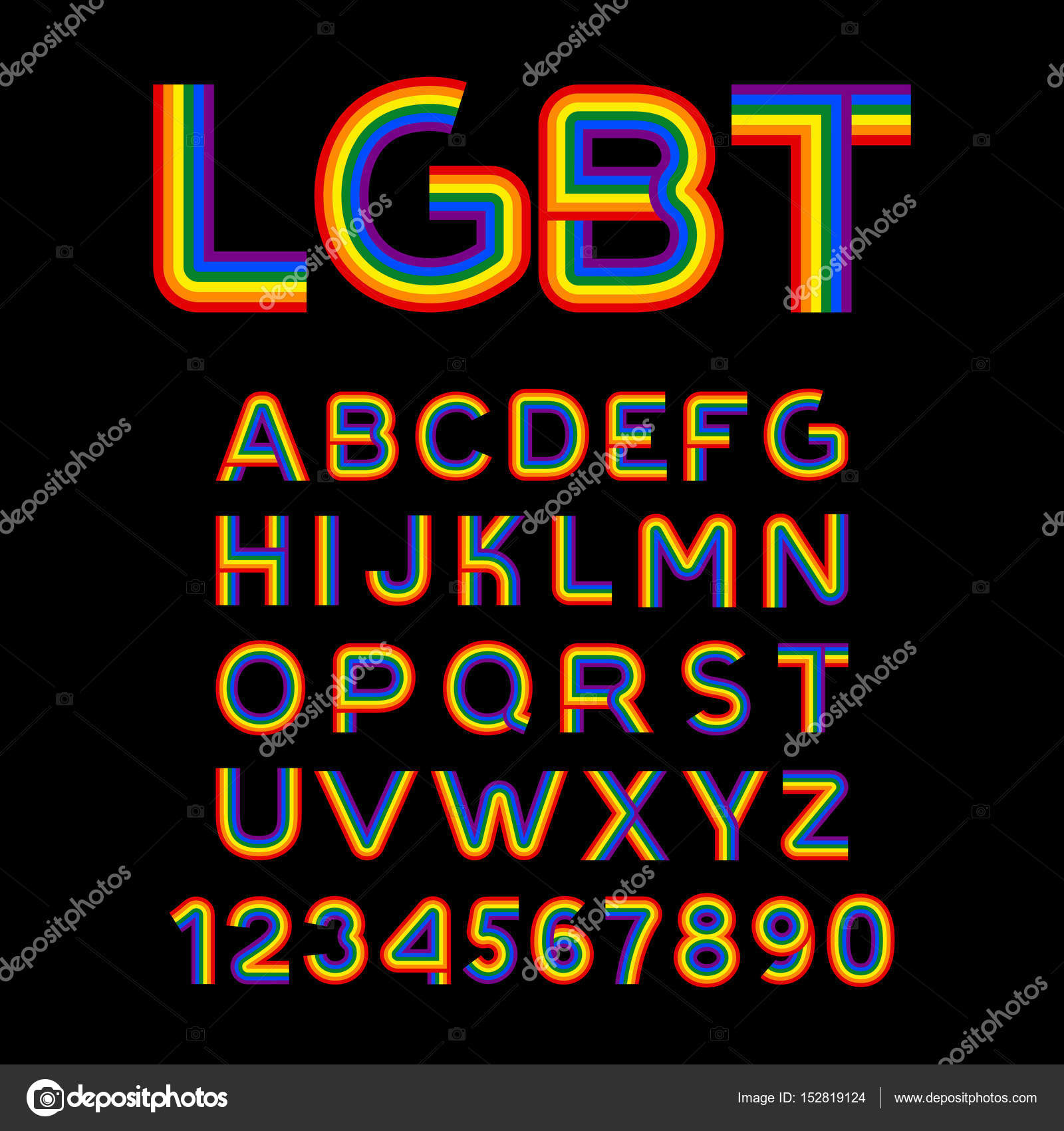 Fuente Lgbt Letras Del Arco Iris Abc Para Símbolo De Gays Y Lesbianas