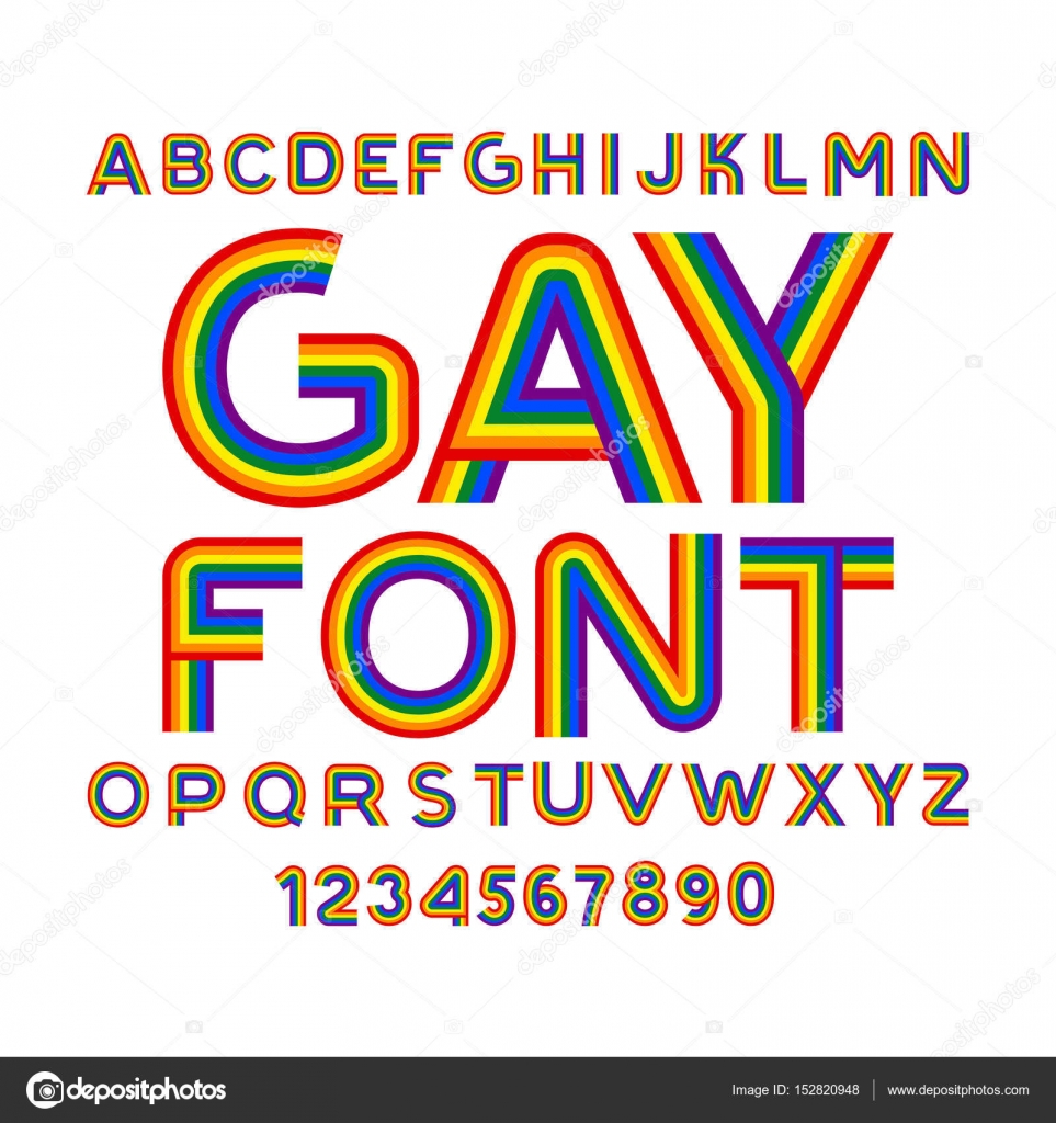 Gay Font Rainbow Letters Lgbt Abc For Symbol Of Gays And Lesbi Stock