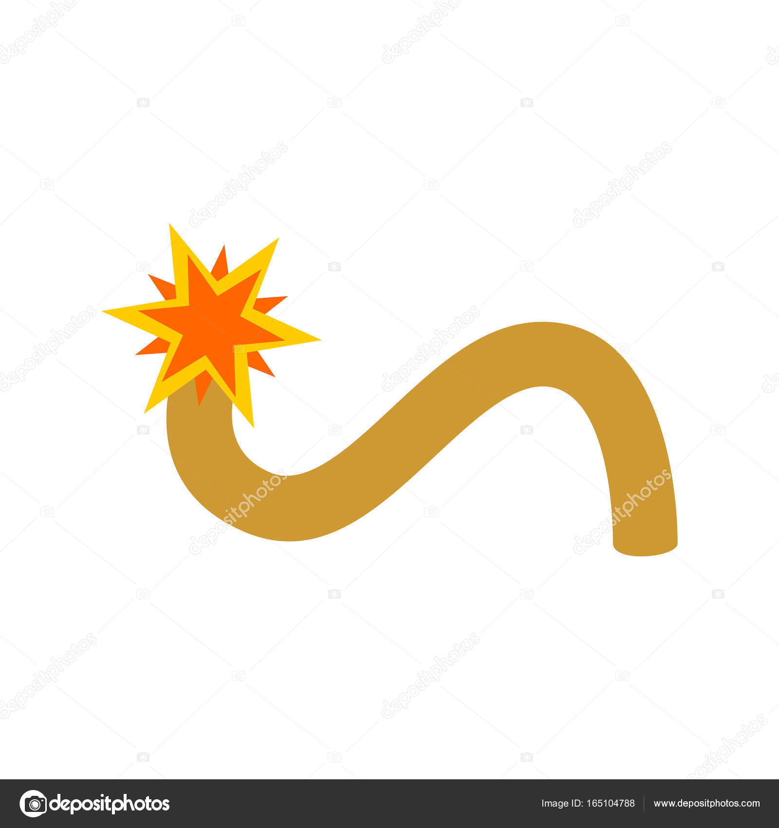 Fuse and spark isolated for bomb. Spark and string on white back ...