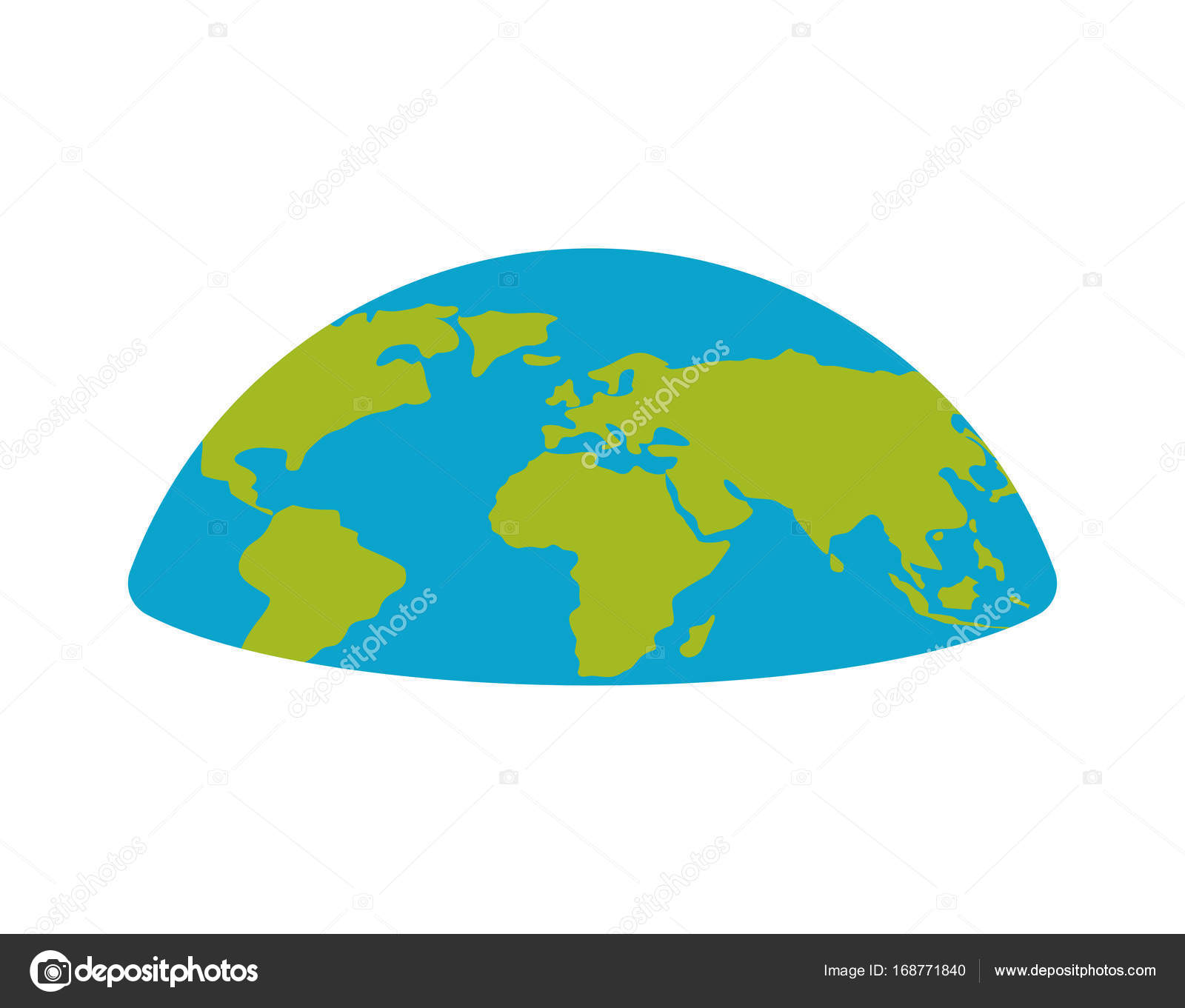 platte Aarde planeet halfronde. Universum vectorillustratie ...