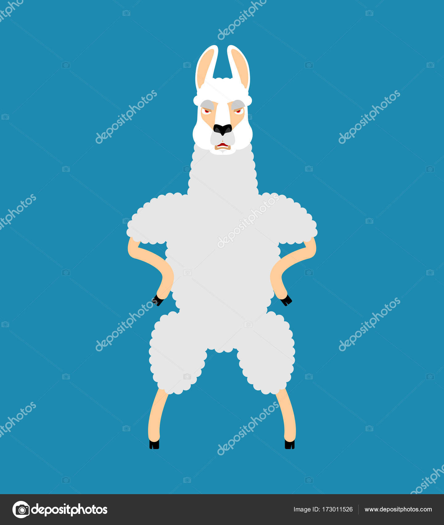 Lama Alpaca enojada. Emoji malvado animal. Ilustración vectorial Vector ...