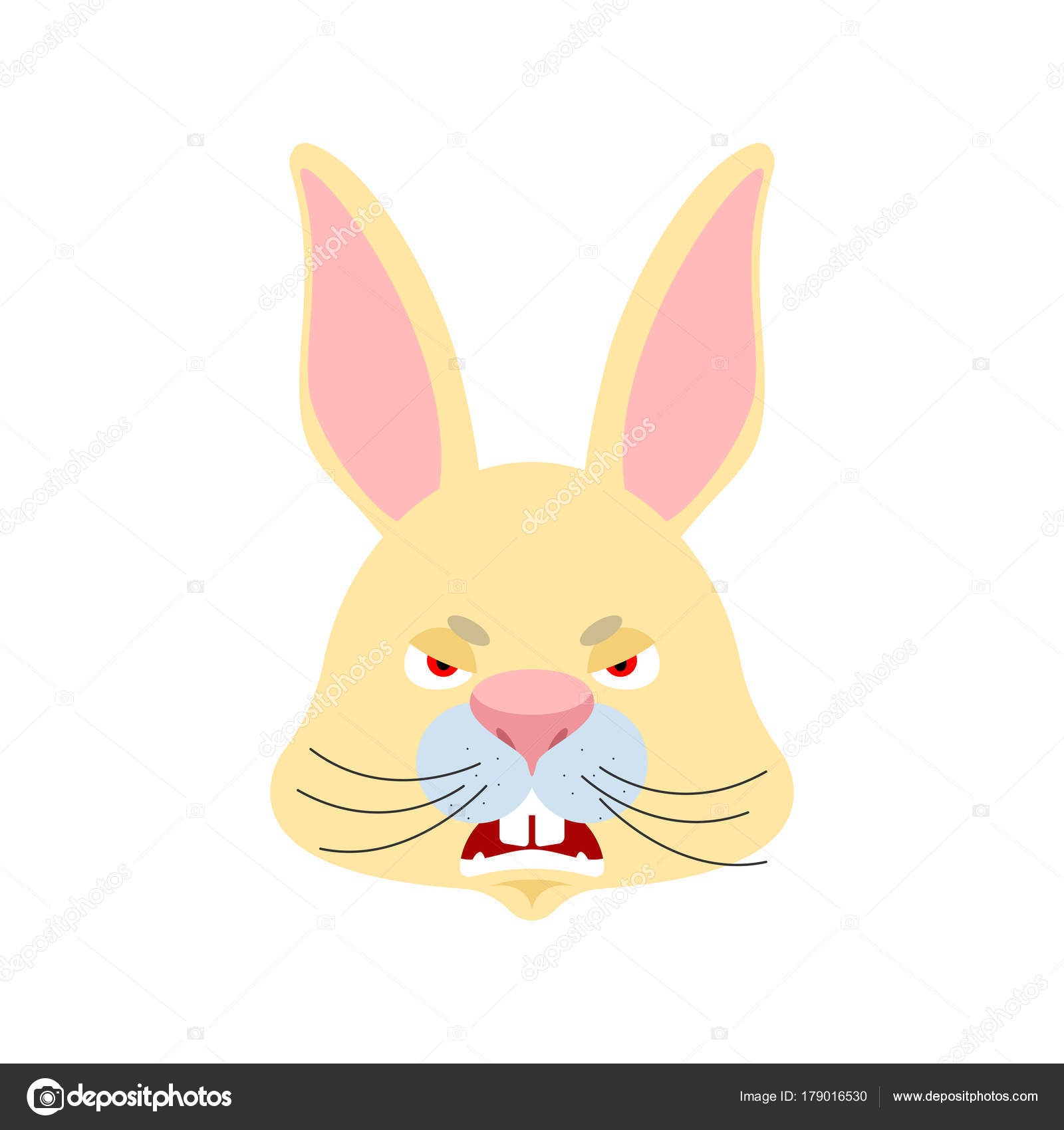 Rabbit angry emoji. Hare evil emotions avatar. Animal aggressive Stock ...