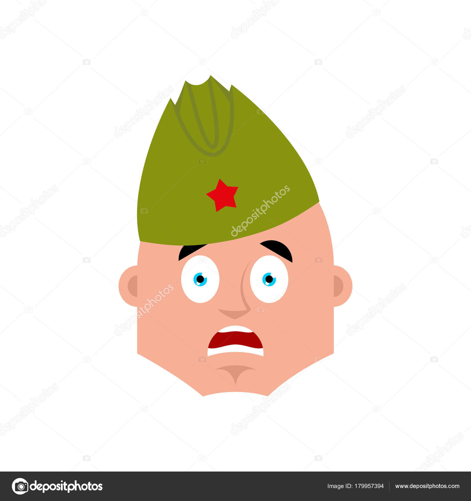 Soviet soldier scared OMG. Retro Russian warrior Oh my God emo Stock ...