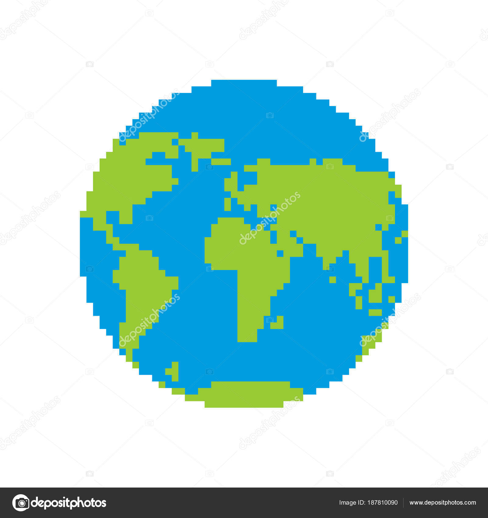 Earth pixel art. Pixelated planet. Vector illustration Stock Vector ...