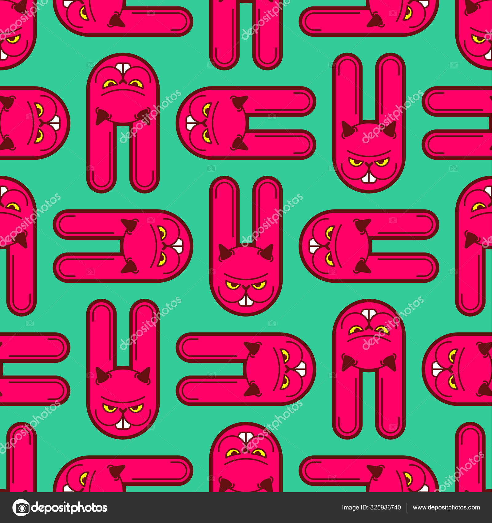 Devil bunny background . Angry hare pattern seamless. Crazy Rabb Stock ...
