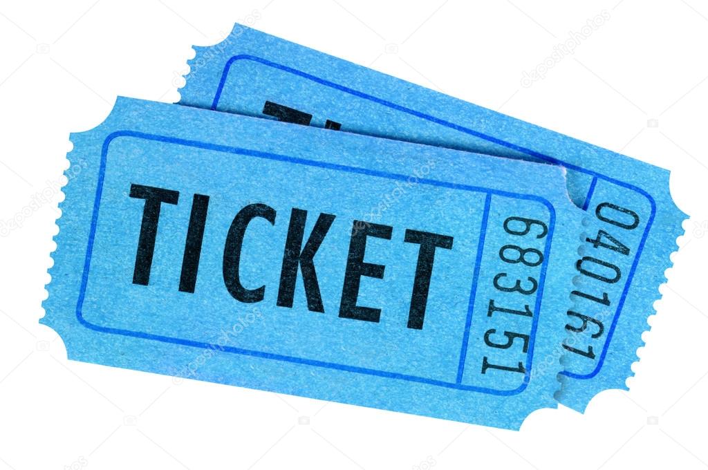 Two blue movie or raffle tickets isolated on a white background. Stock ...
