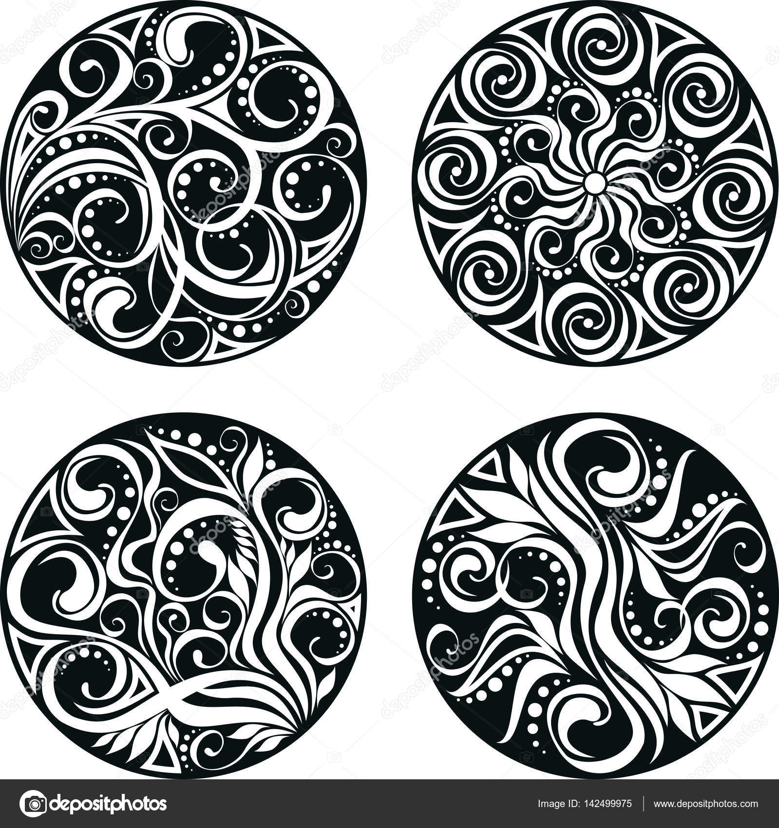 Vector set of decorative circle with swirls Stock Vector Image by ...