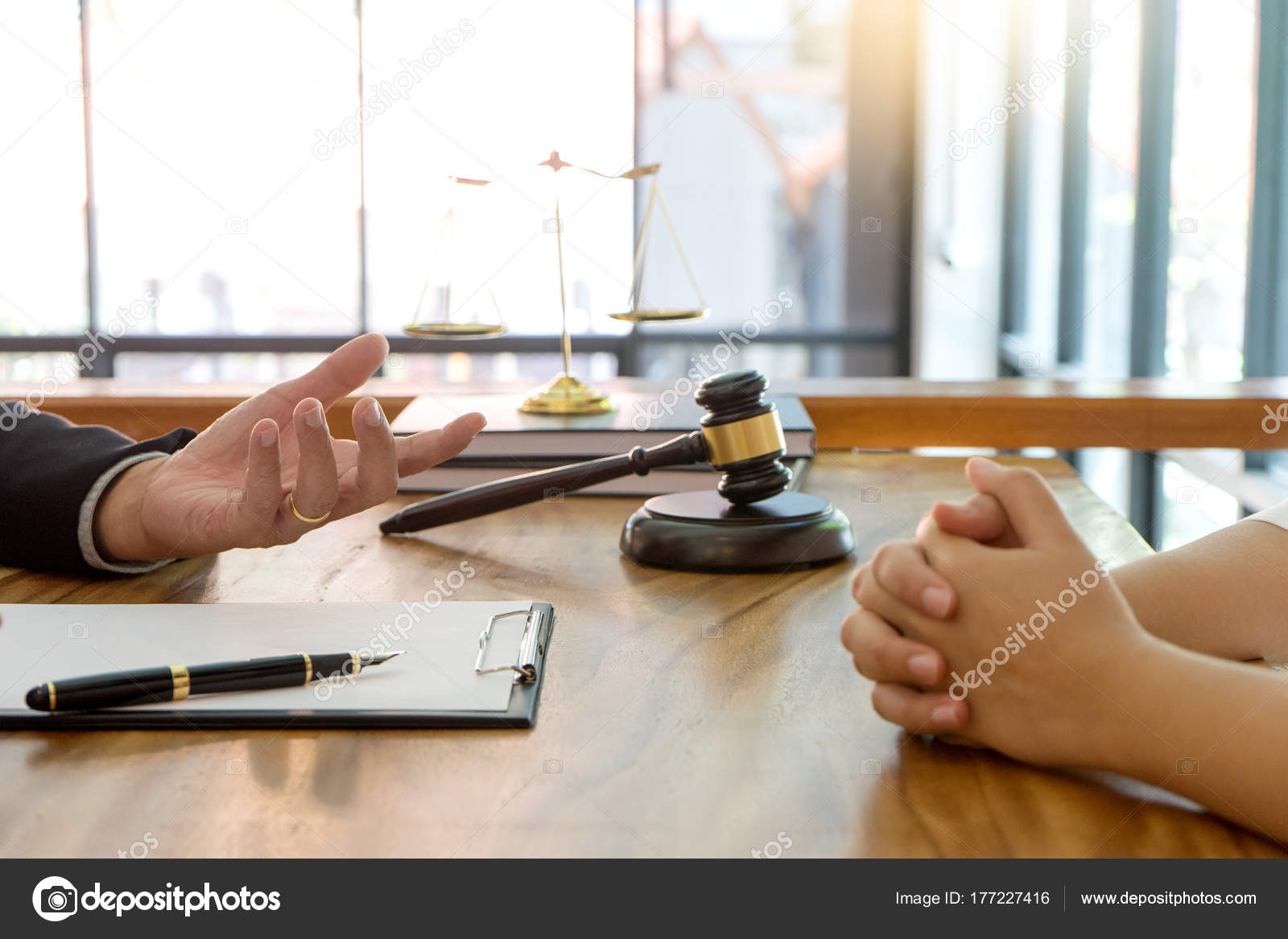 Lawyer or judge work in the office with gavel — Stock Photo © sabthai ...