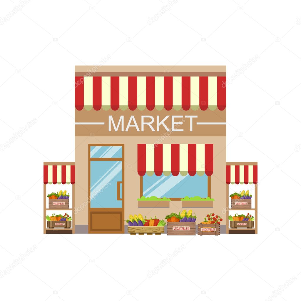 Vegetable Market Commercial Building Facade Design ⬇ Vector Image by ...