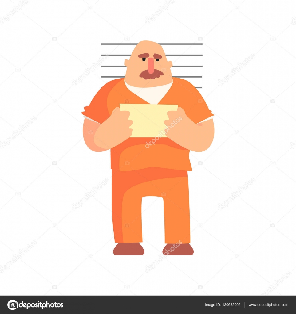 Criminal In Orange Prison Uniform Taking Picture With Prison Number ...