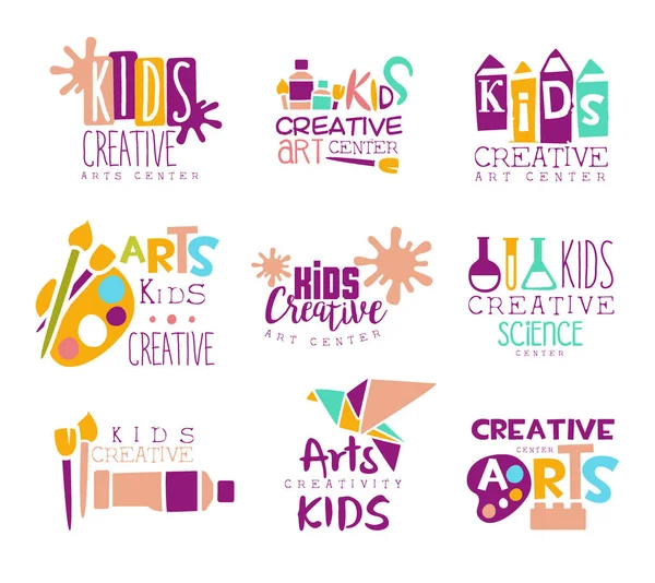 Kids Creative And Science Class Template Promotional Logo Set With ...