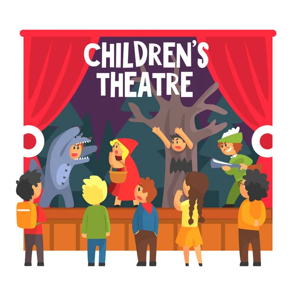 Children Actors Performing Fairy-Tale On Stage On Talent Show Colorful ...