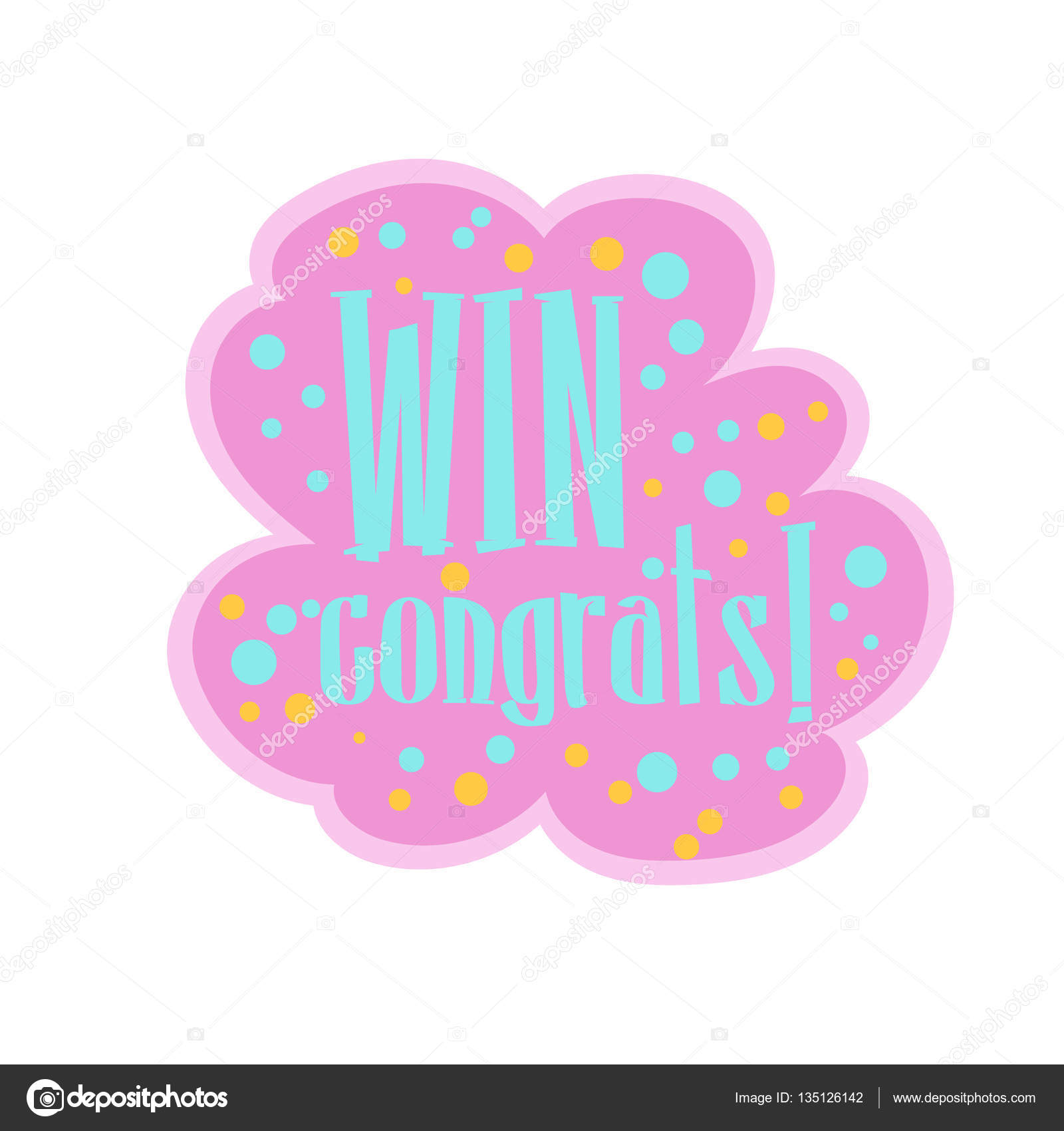 Pink And BLue Win Congratulations Sticker Design Template For Video ...