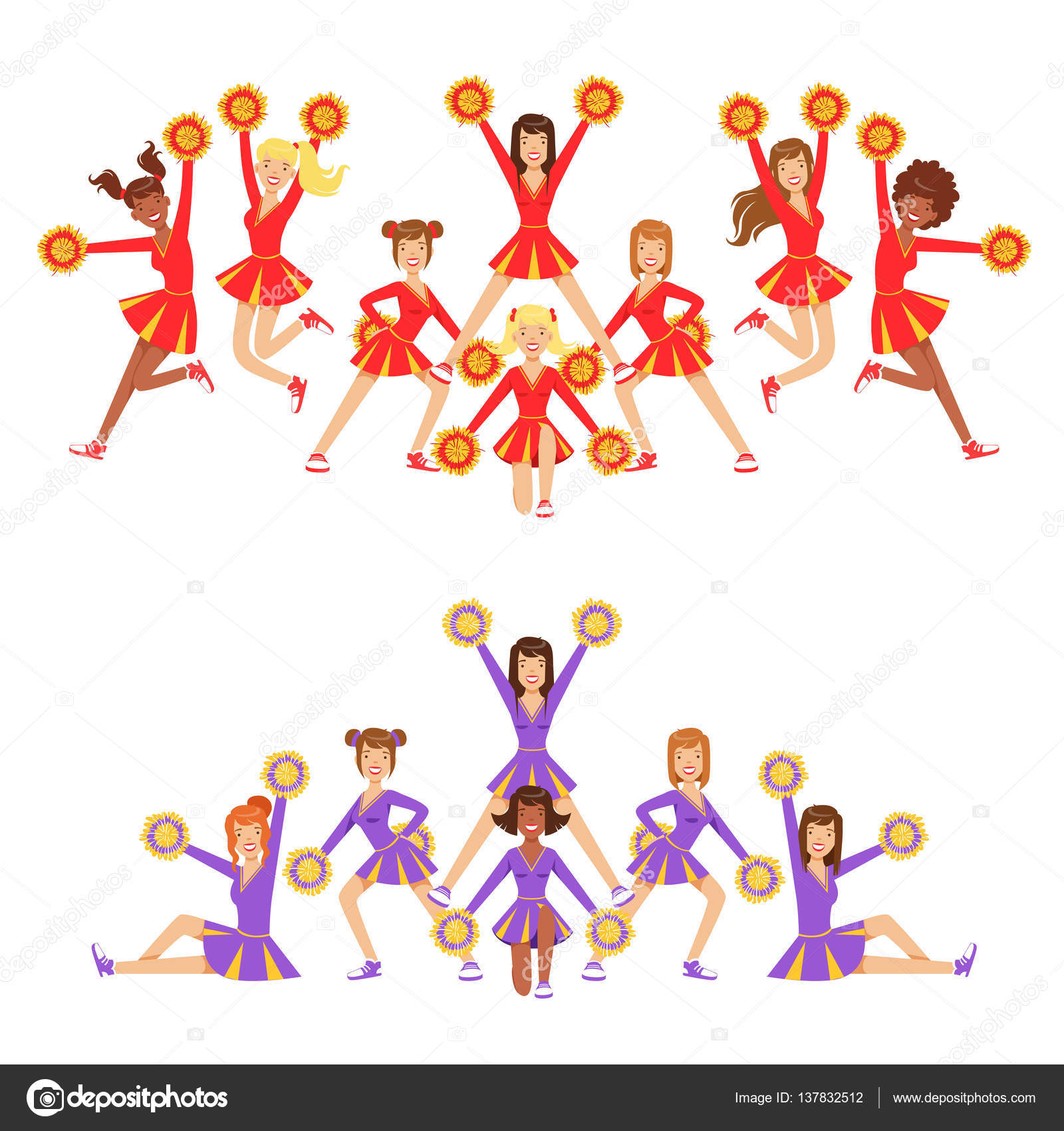High-School Profession Cheerleading Teams Of Girls Cheerleaders On ...