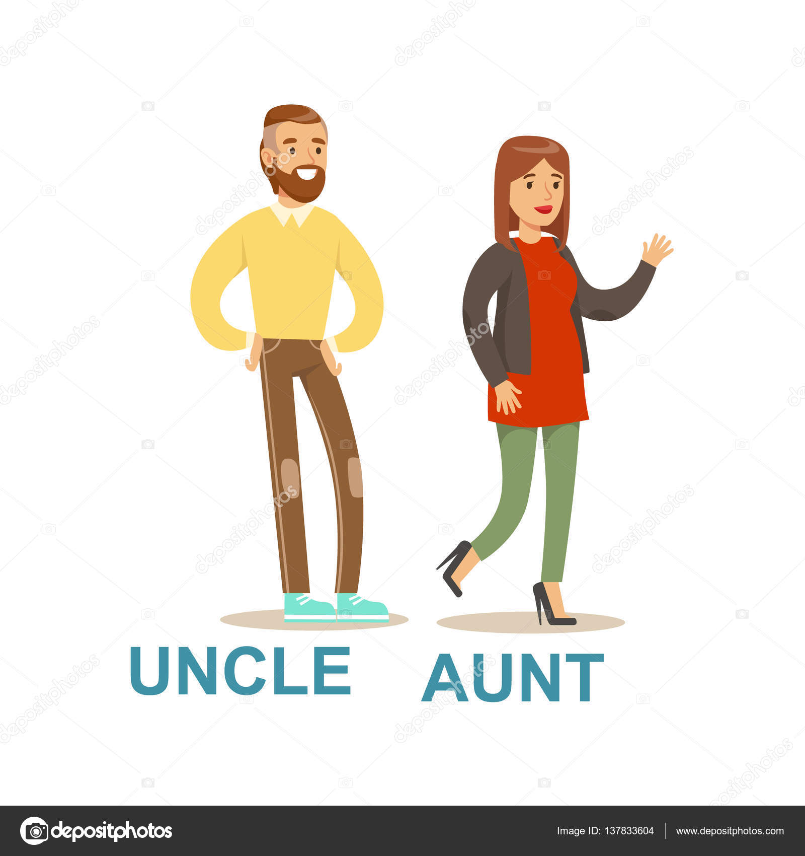 Tío y tía, familia feliz pasándola bien juntos Ilustración Vector de ...