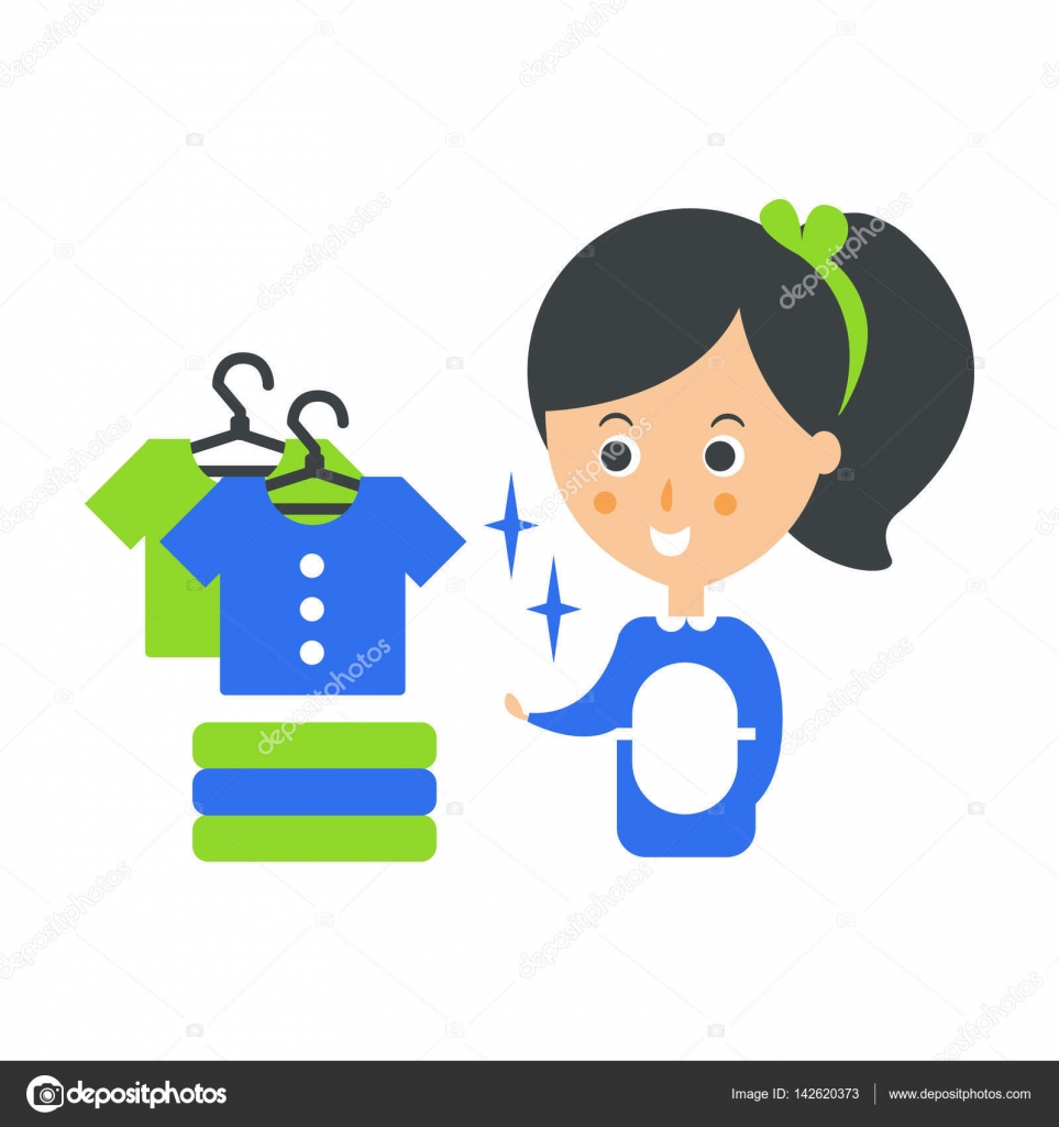 Servicio de limpieza de ropa limpia y de limpieza, ilustración ...