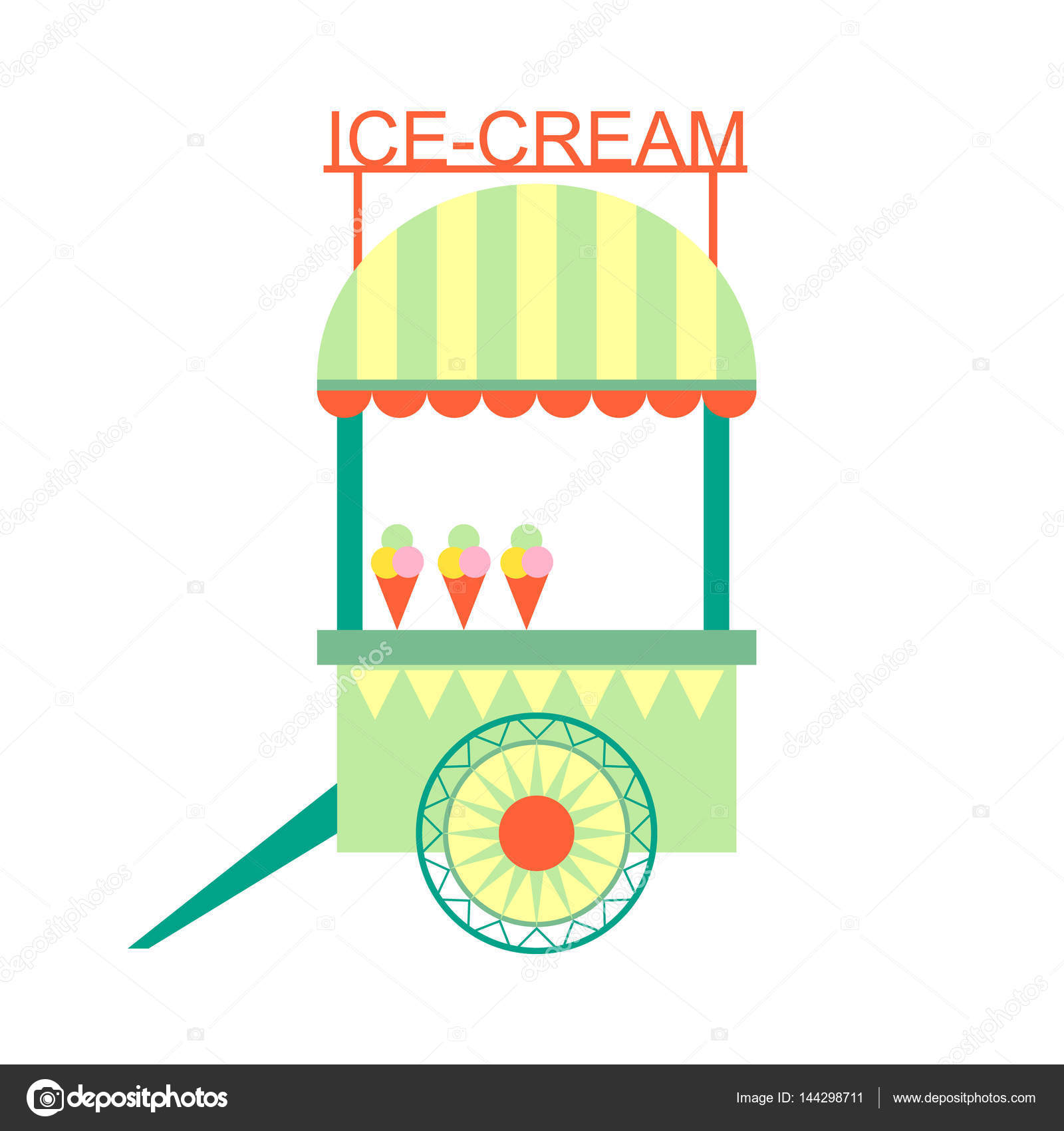 Ice-Cream Snack Stand On Wheels, Part Of Amusement Park And Fair Series ...