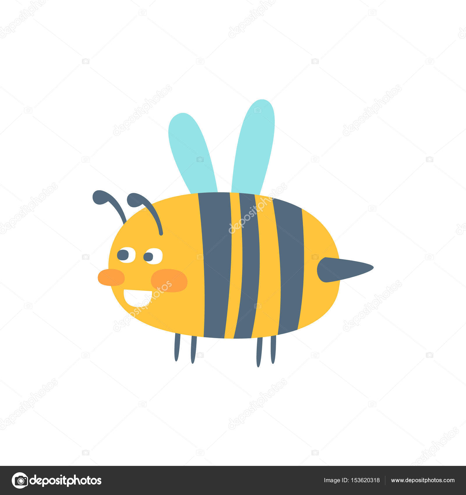 Cute cartoon wasp, colorful character vector Illustration Stock Vector ...
