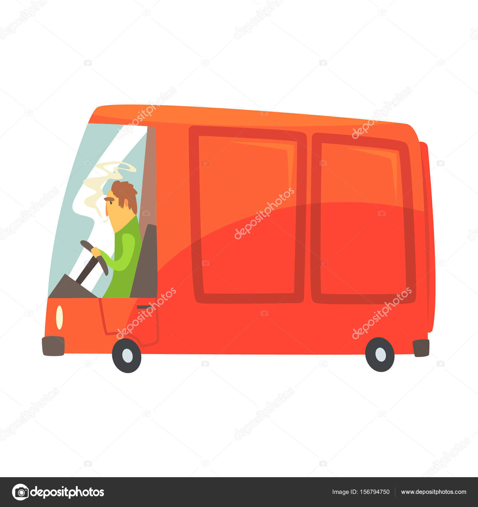 Red cartoon cargo van, commercial transport vector Illustration Stock ...