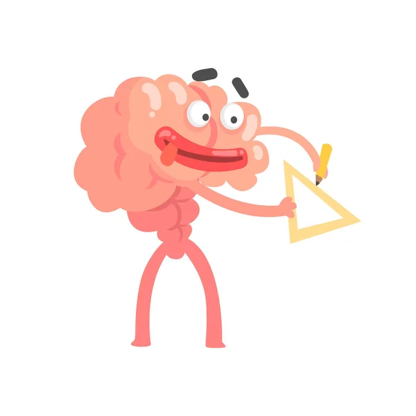 Scared humanized cartoon brain character riding on a bicycle, intellect ...