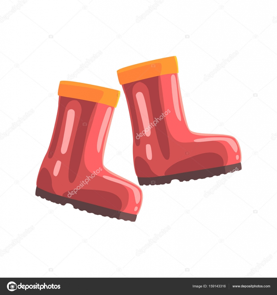 Par de botas de goma roja vector de dibujos animados Ilustración Vector ...