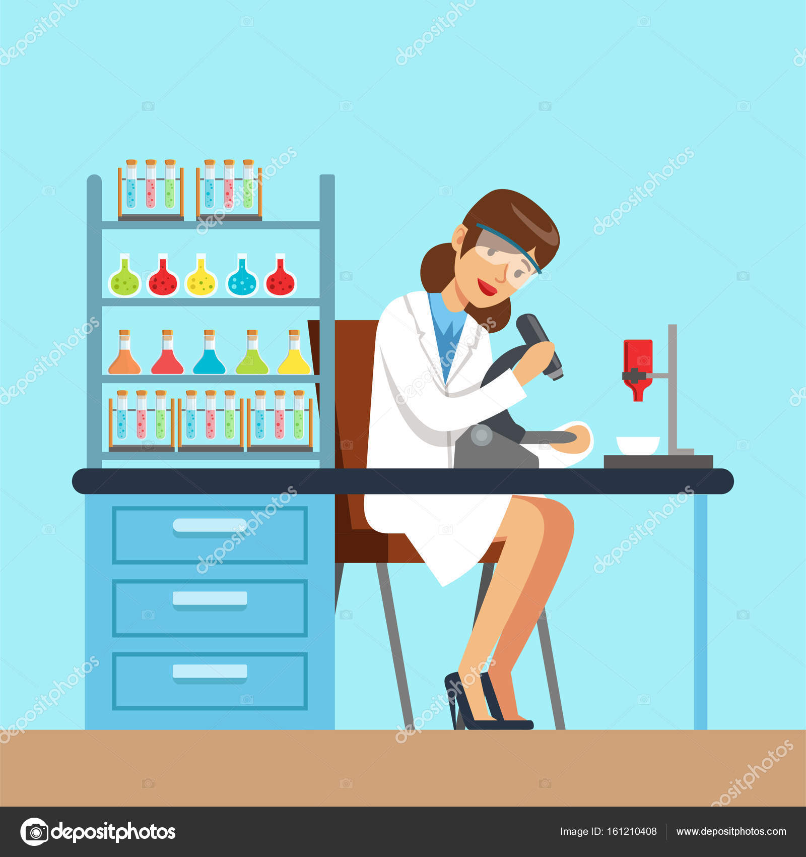Scientist working research in chemical lab — Stock Vector © TopVectors ...