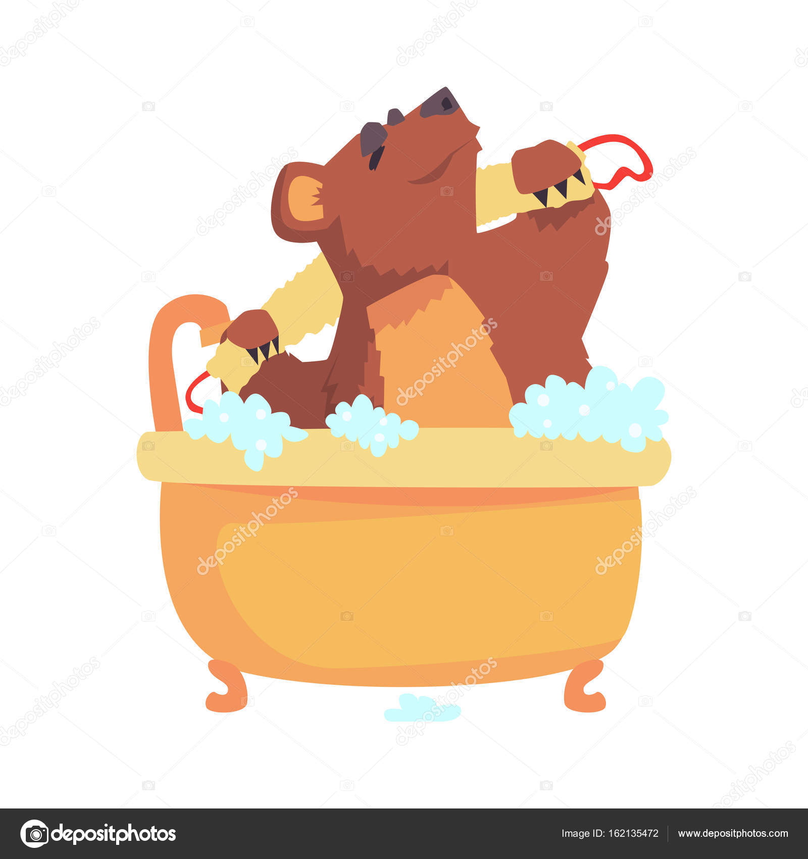 Cute cartoon bear taking a bath — Stock Vector © TopVectors #162135472