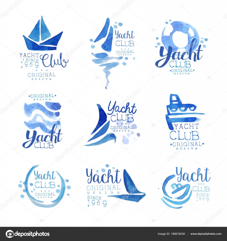 Yacht club since 1969 logo original design set, elements company logo ...