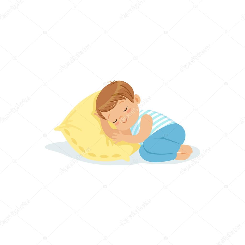 Cute little boy sleeping on a pillow cartoon character, adorable ...