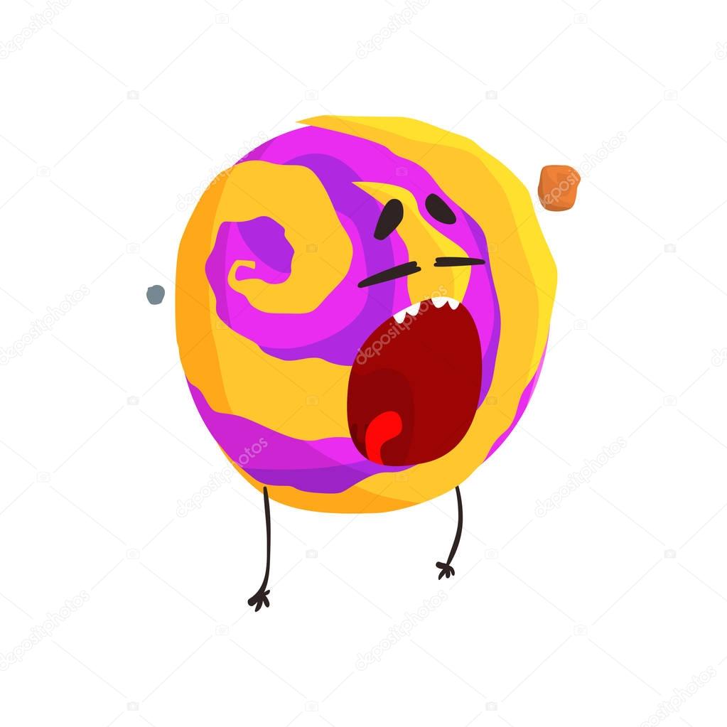 Lindo personaje humanizado planeta Venus, esfera con divertido vector ...